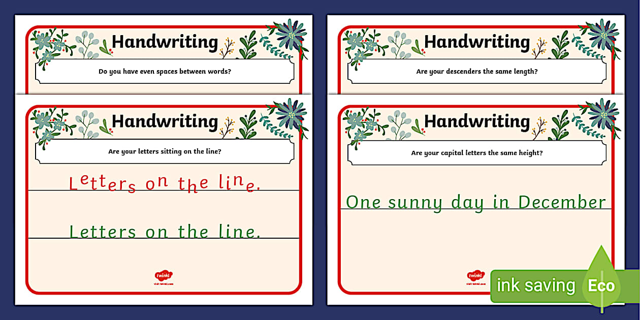 Winter Botanical Themed Handwriting Display Posters - Twinkl