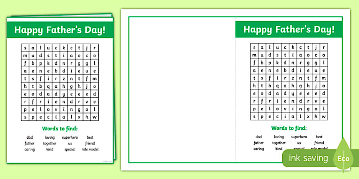 Father's Day Wordsearch Card Worksheet / Worksheet-Australia, worksheet