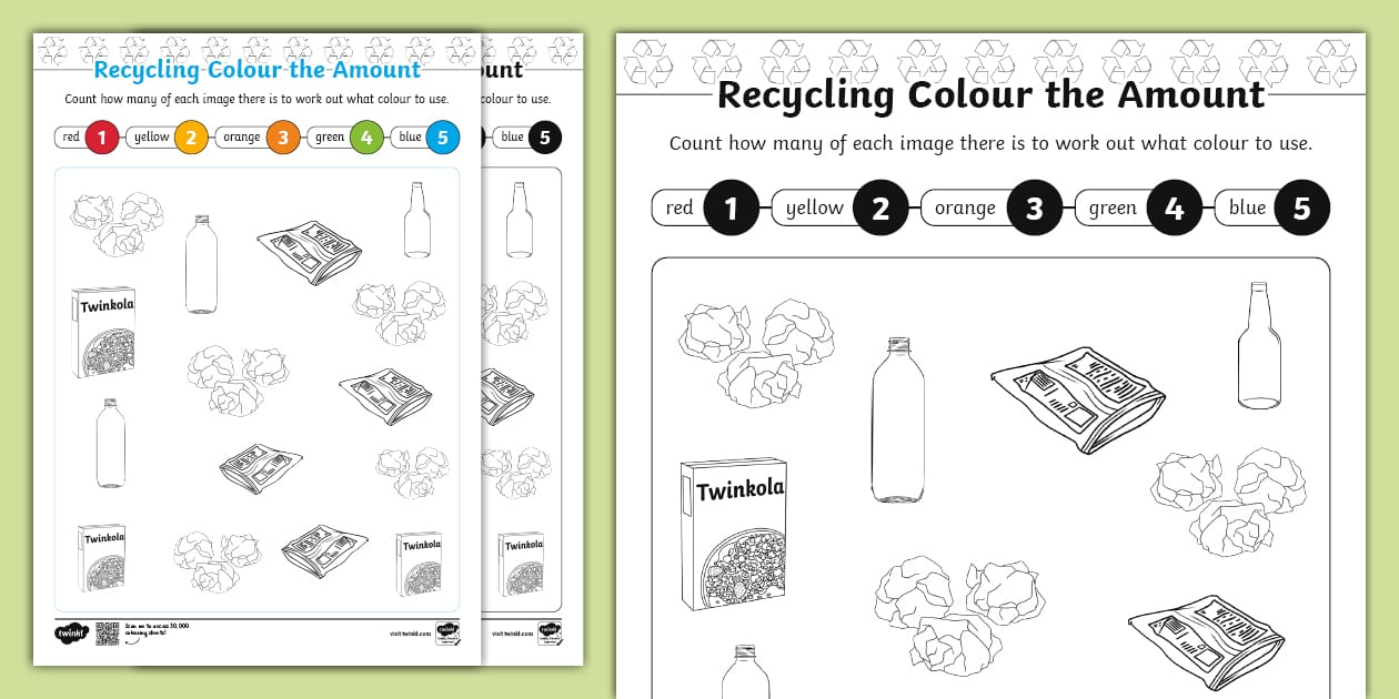 👉 * NEW * Recycling Colour the Amount Worksheet - Twinkl
