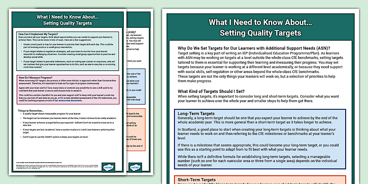What I Need to Know About... Setting Quality Targets