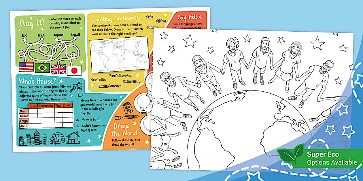 Around the World Tiny Activity Mat Age 7 - 9 (teacher made)
