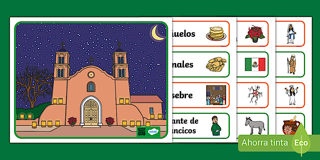Cartel y tarjetas de vocabulario: Las posadas