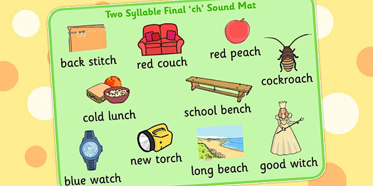 Two Syllable Final Ch Sound Word Mat (nauczyciel wykonał)