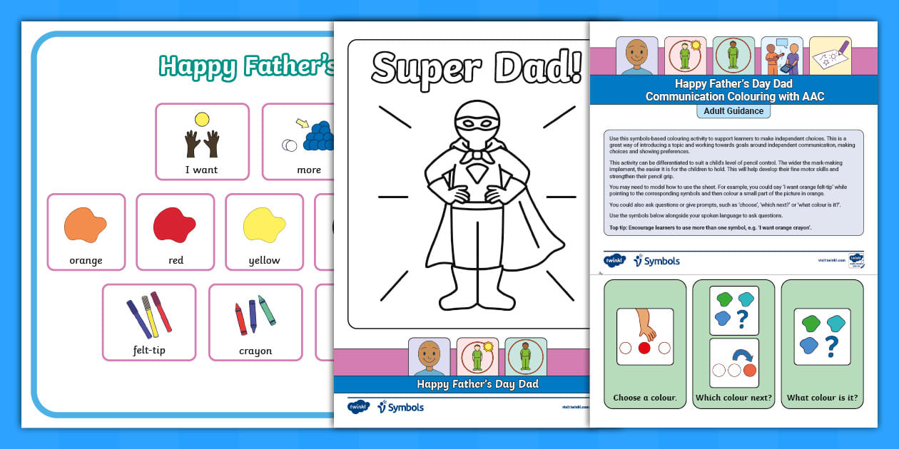 Twinkl Symbols: Father's Day Communication Colouring with AAC