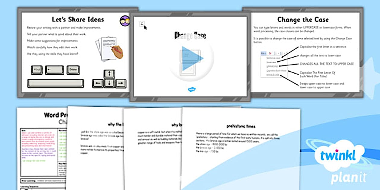 Computing: Microsoft Word Skills: Change Case Year 3 Lesson Pack 2