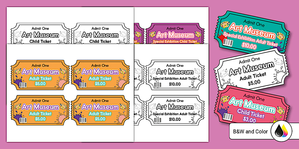 Art Museum Dramatic Play Tickets (teacher made) - Twinkl