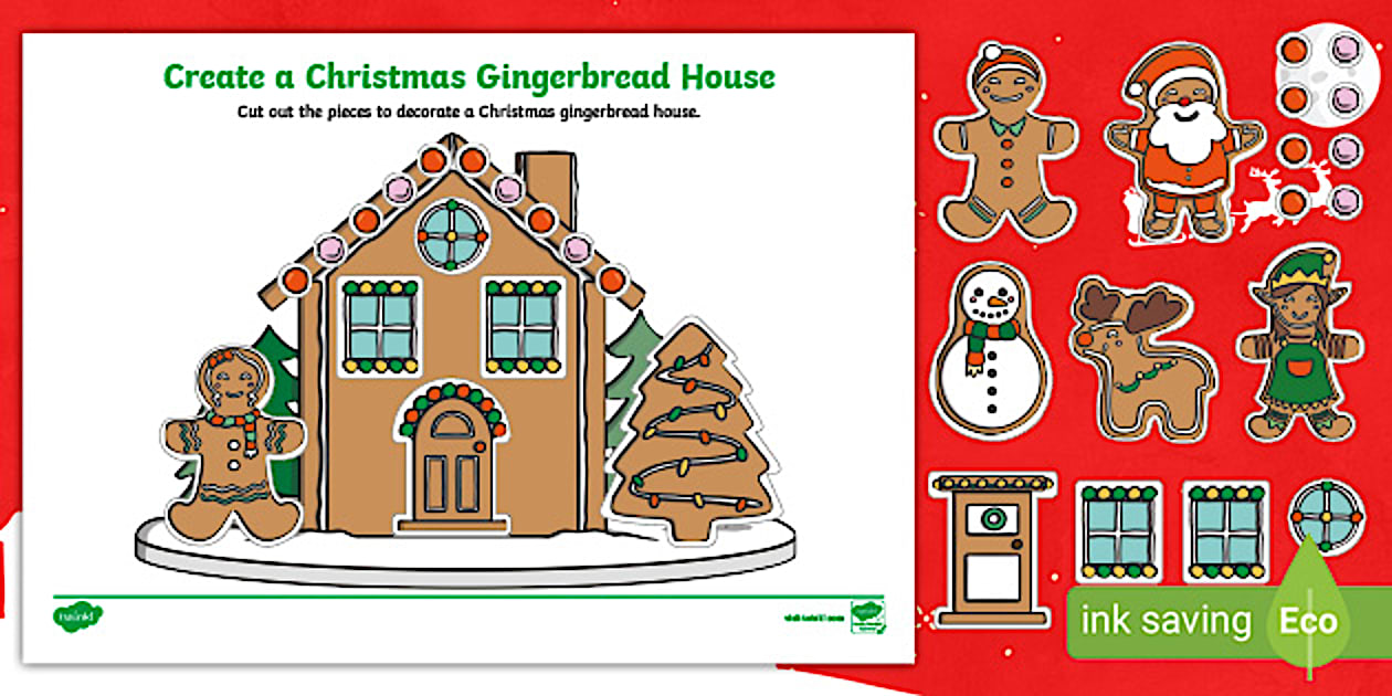 Christmas Gingerbread House Cutting Skills Activity - Twinkl