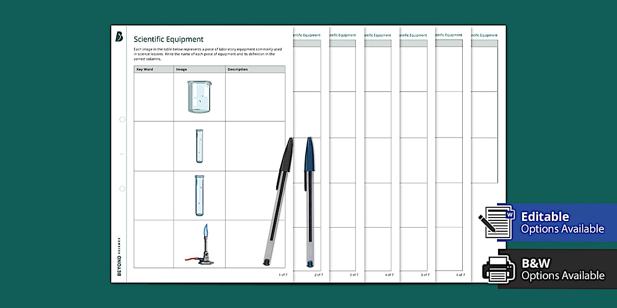 Scientific Equipment Worksheet (teacher made) - Twinkl