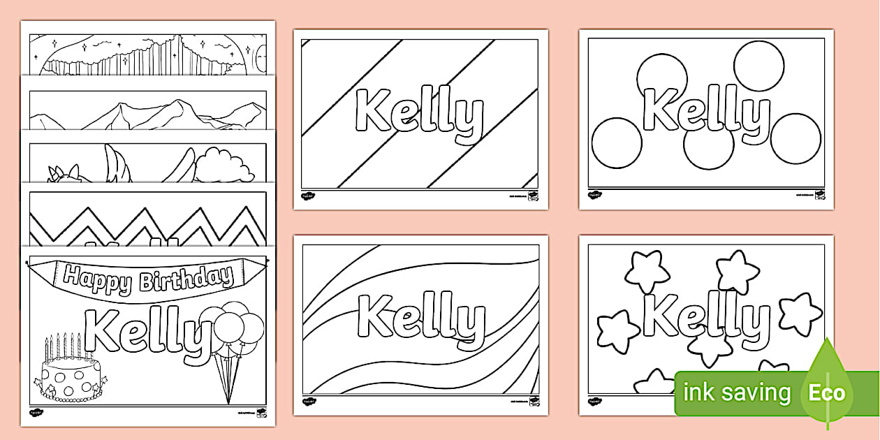 Kelly Name Simple Colouring Activity Sheets - Twinkl