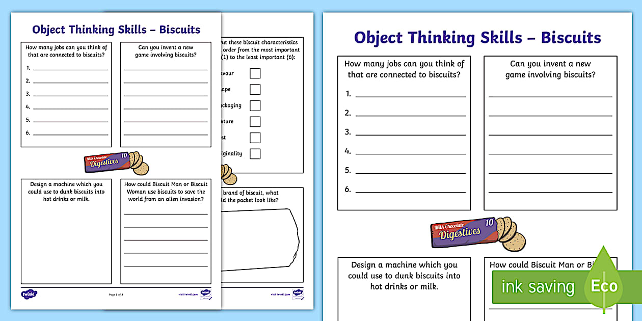 Object Thinking Skills: Biscuits Worksheet / Worksheet