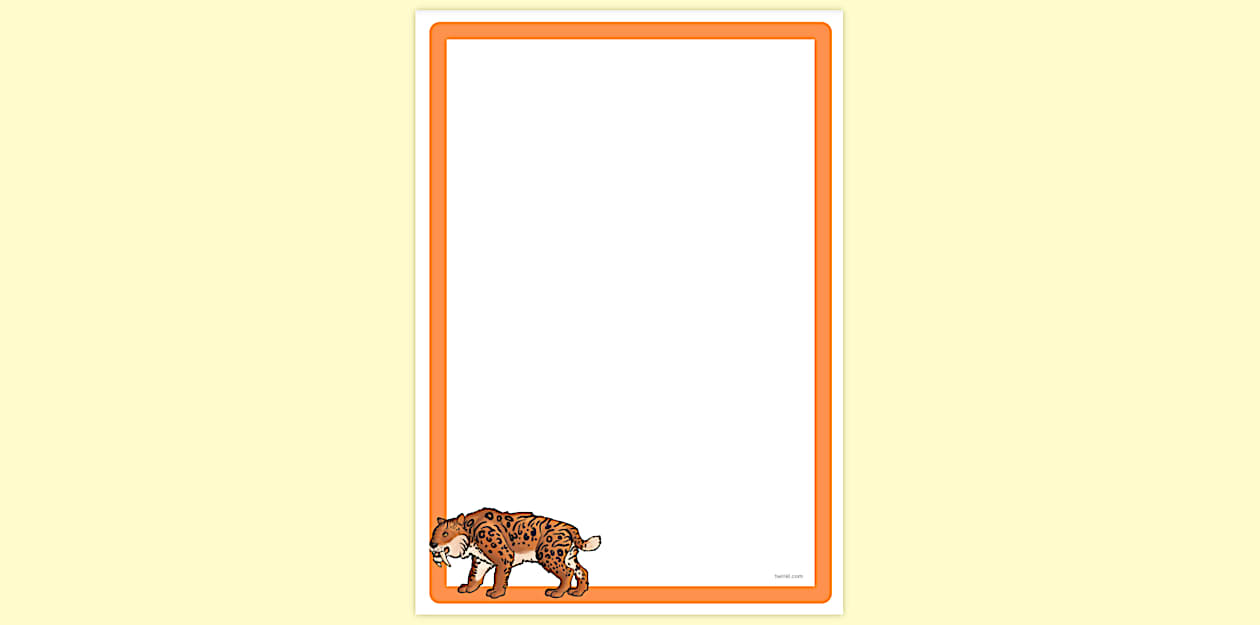 Saber Toothed Cat Page Border | Page Borders | Twinkl