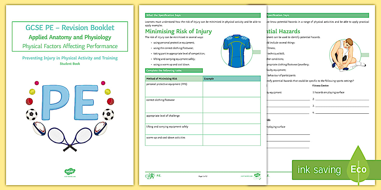 GCSE PE: Prevention of Injury Revision Booklet - Twinkl