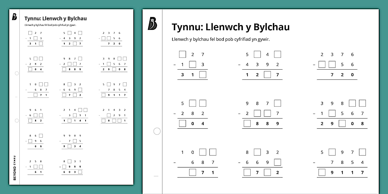 Tynnu: Llenwch y Bylchau (Teacher-Made) - Twinkl
