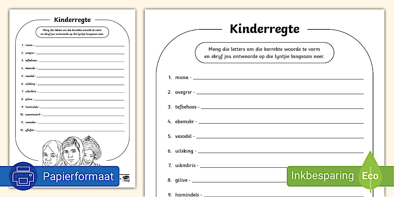 Kinderregte Woordeskat Aktiwiteit (teacher made) - Twinkl