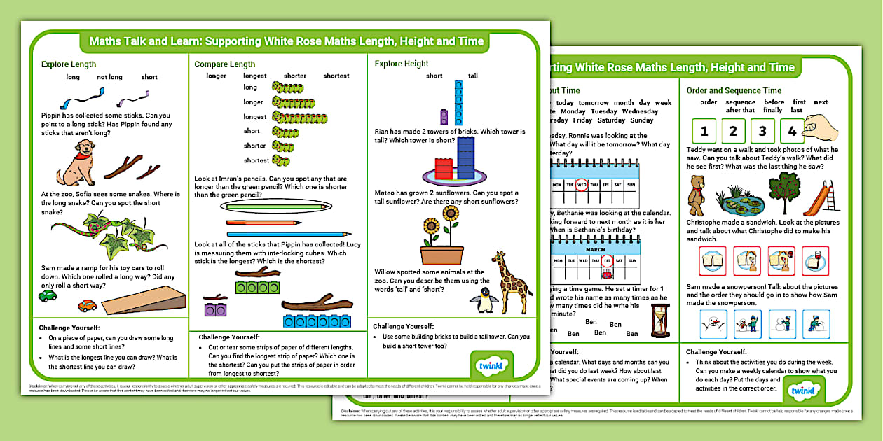 👉 Talk & Learn Supporting White Rose Maths Length, Height Time
