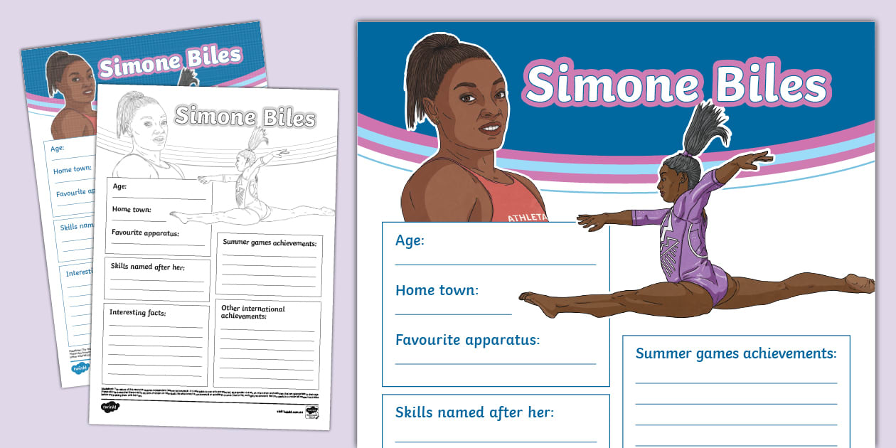 Simone Biles Fact File Template (teacher made) - Twinkl