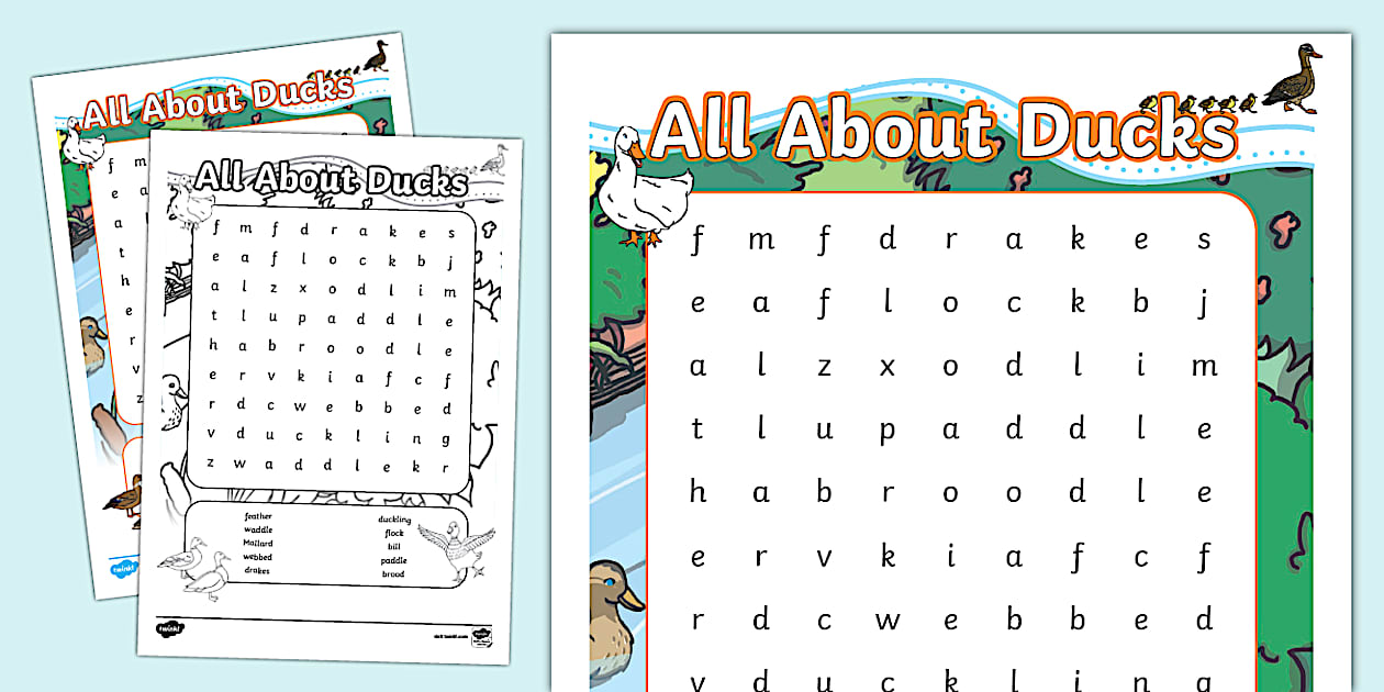 Duck Word Search (teacher made) - Twinkl
