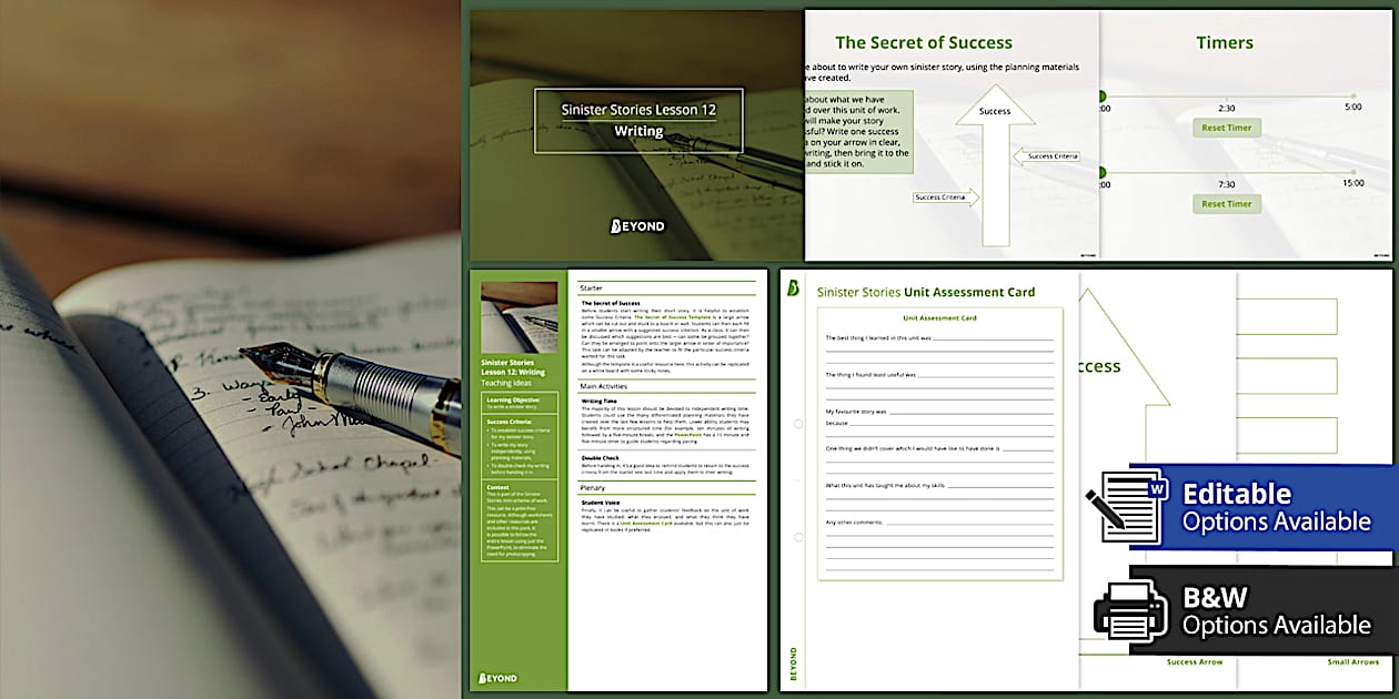 Sinister Stories Lesson 12: Writing | Beyond (teacher made)