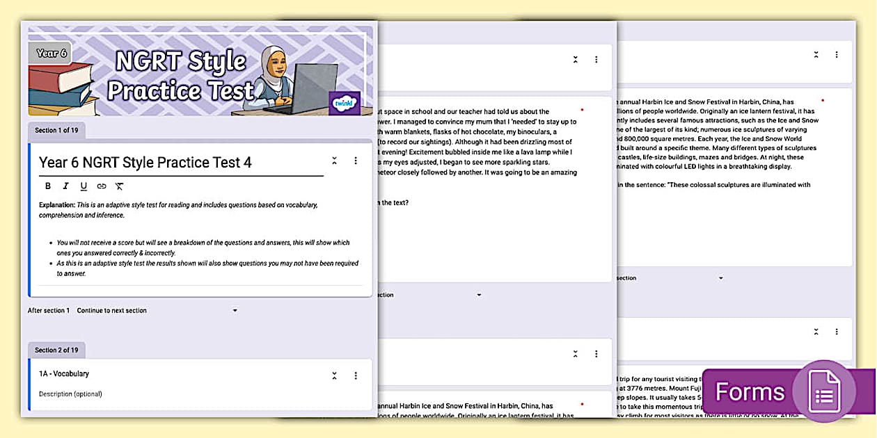 Year 6 NGRT Style Practice Test 4