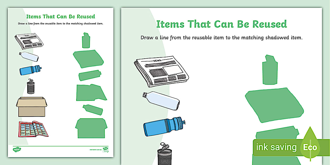 Items that can be Reused Matching Activity (Teacher-Made)