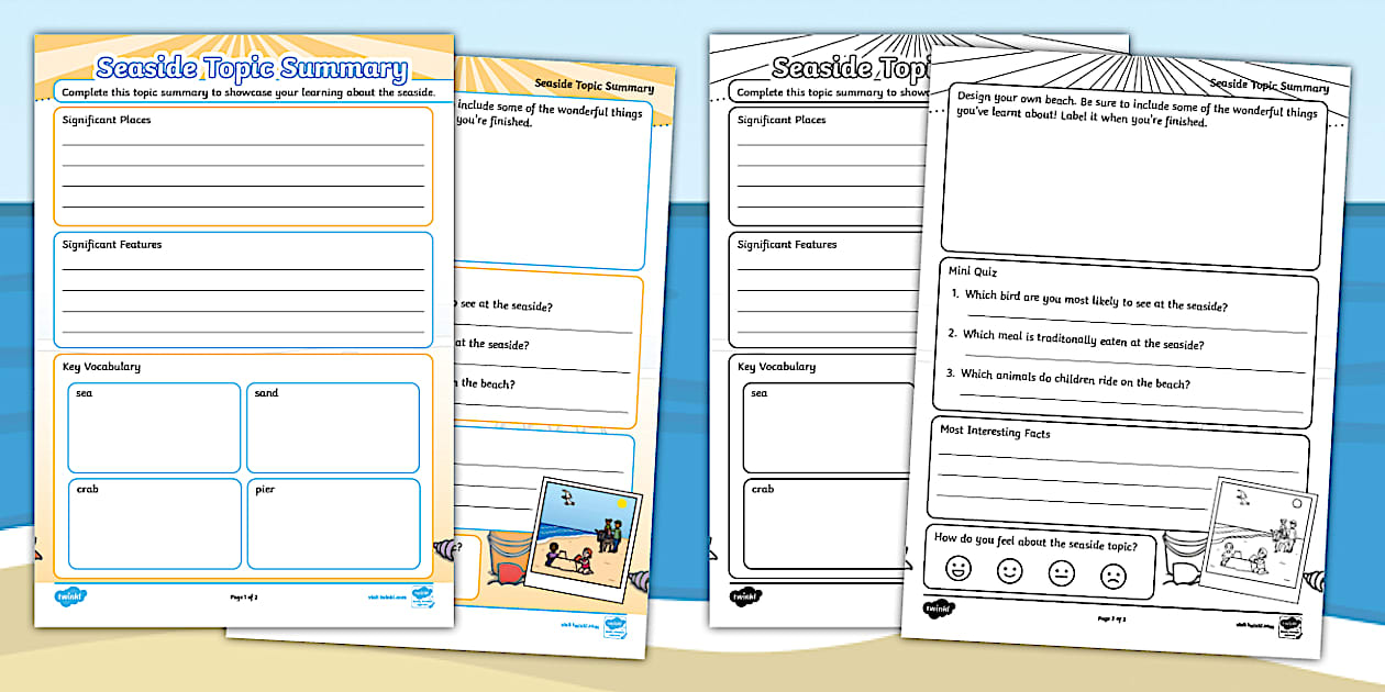 Seaside Topic Summary Template (teacher made) - Twinkl