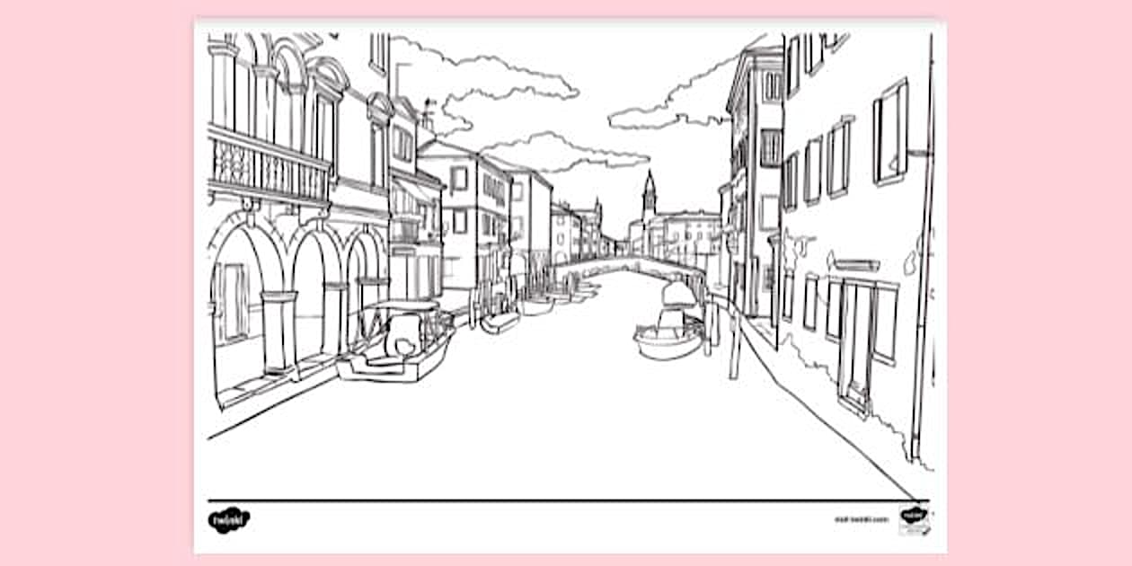 Venice Italy Colouring Sheet | Colouring Sheets - Twinkl