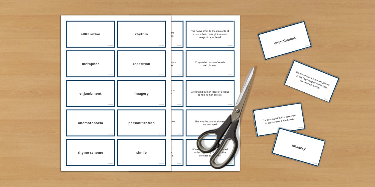 Poetic Devices Card Match Up (teacher made) - Twinkl