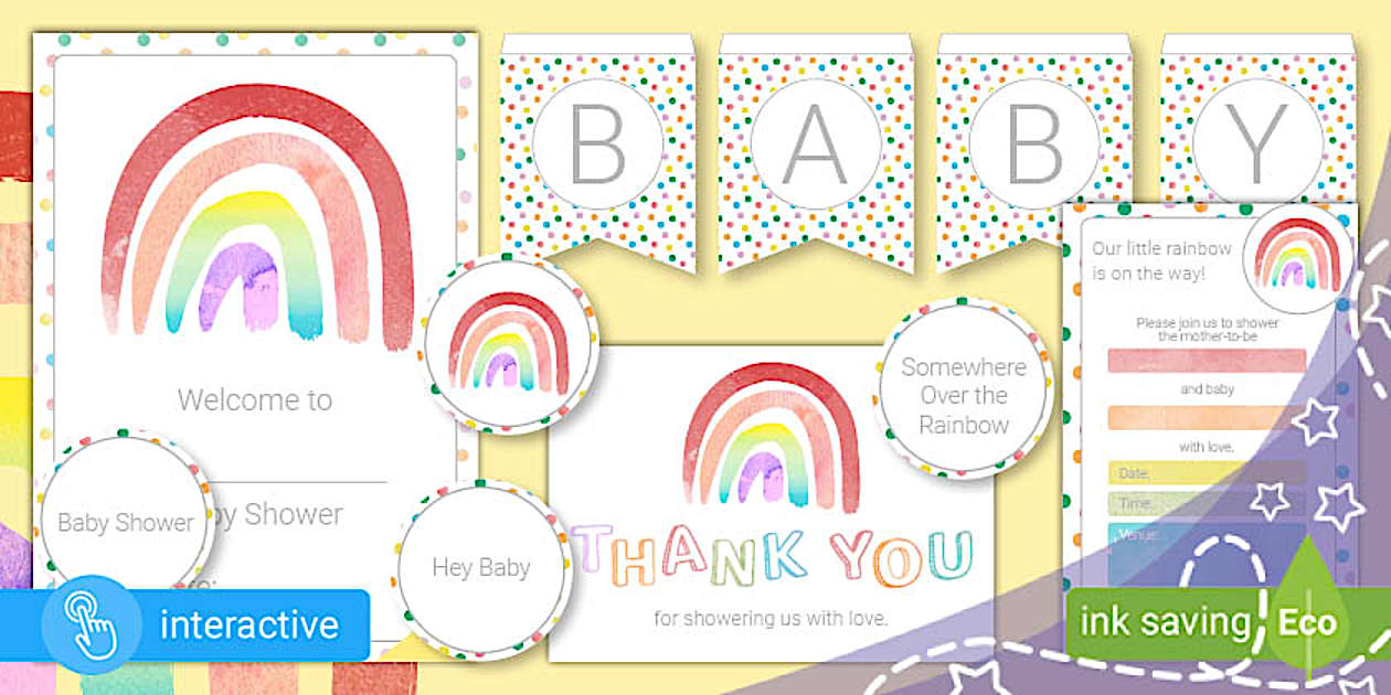 Baby Shower Pack - Somewhere Over the Rainbow Theme - Twinkl