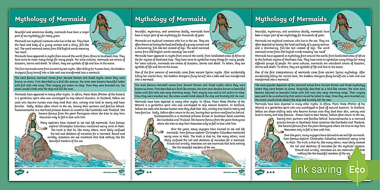 Mythology of Mermaids Differentiated Fact Files - Year 4/5