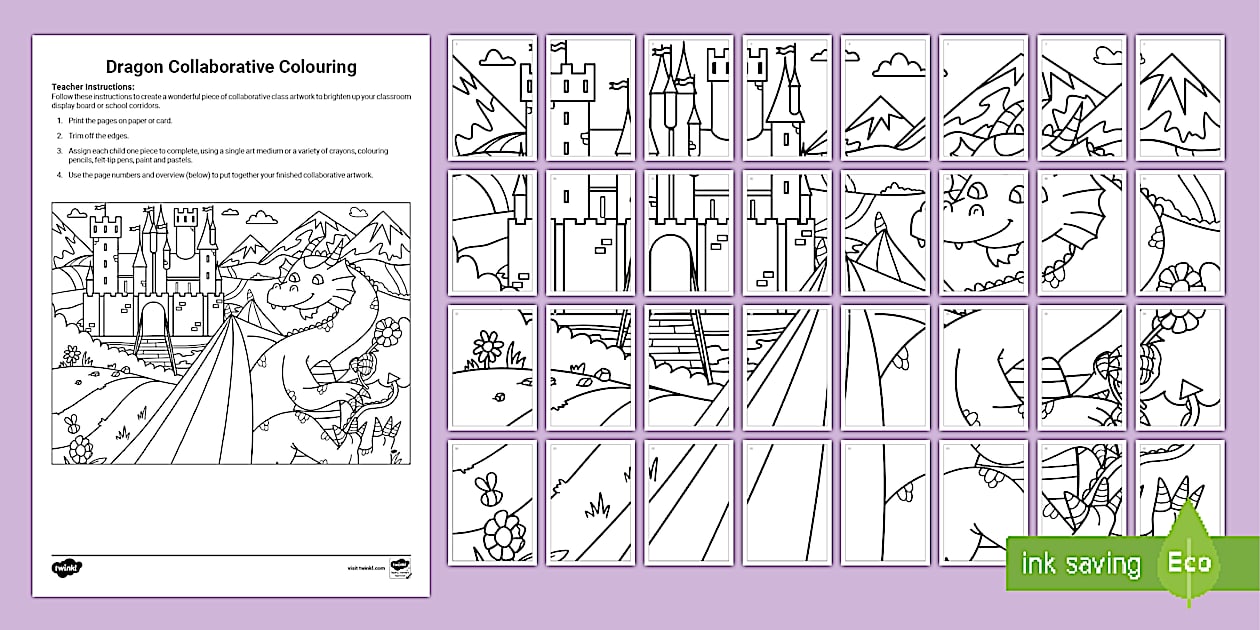 Dragon Collaborative Colouring Activity (teacher made)