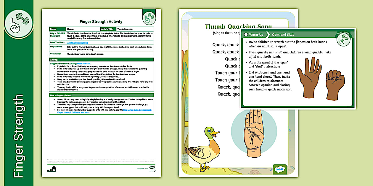 Fine Motor Skills Finger Strength Adult-Led: Thumb Quacking
