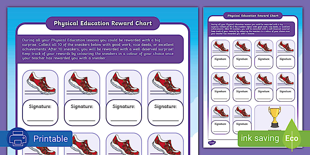 Physical Education Reward Chart (teacher made) - Twinkl