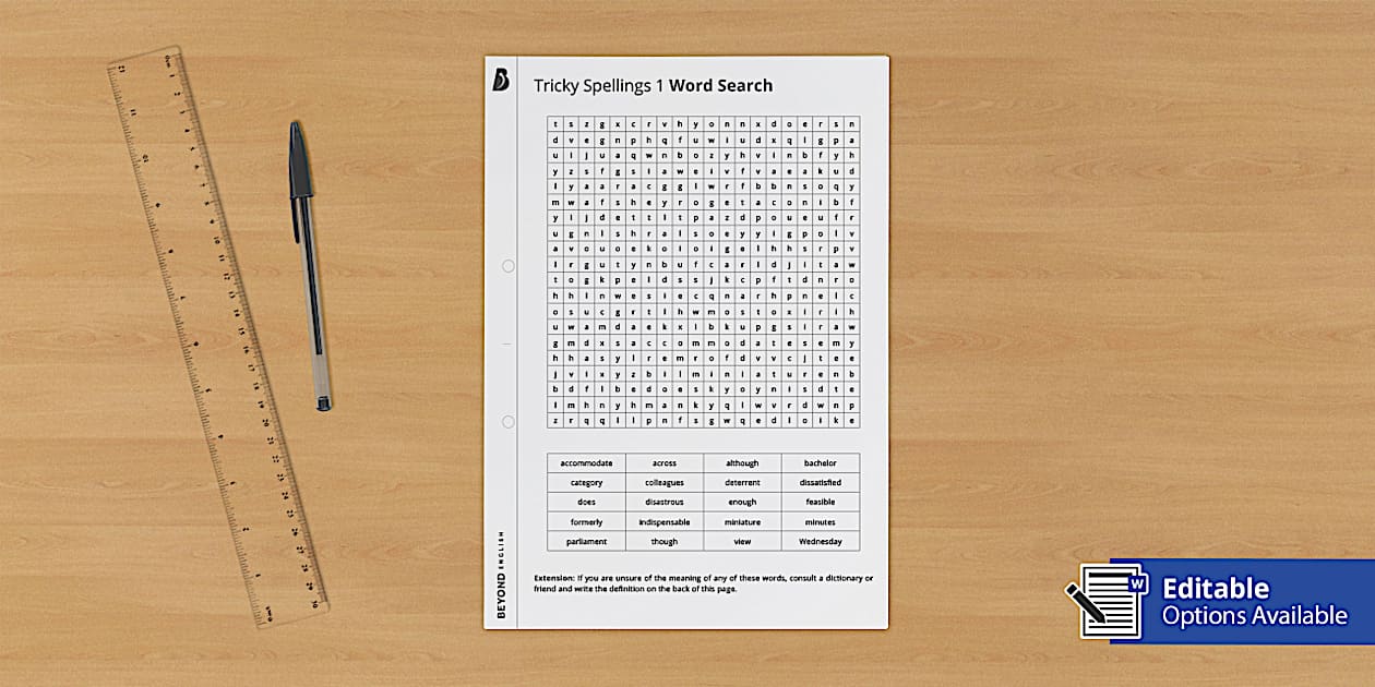 Tricky Spellings 1 Word Search (Hecho por educadores)
