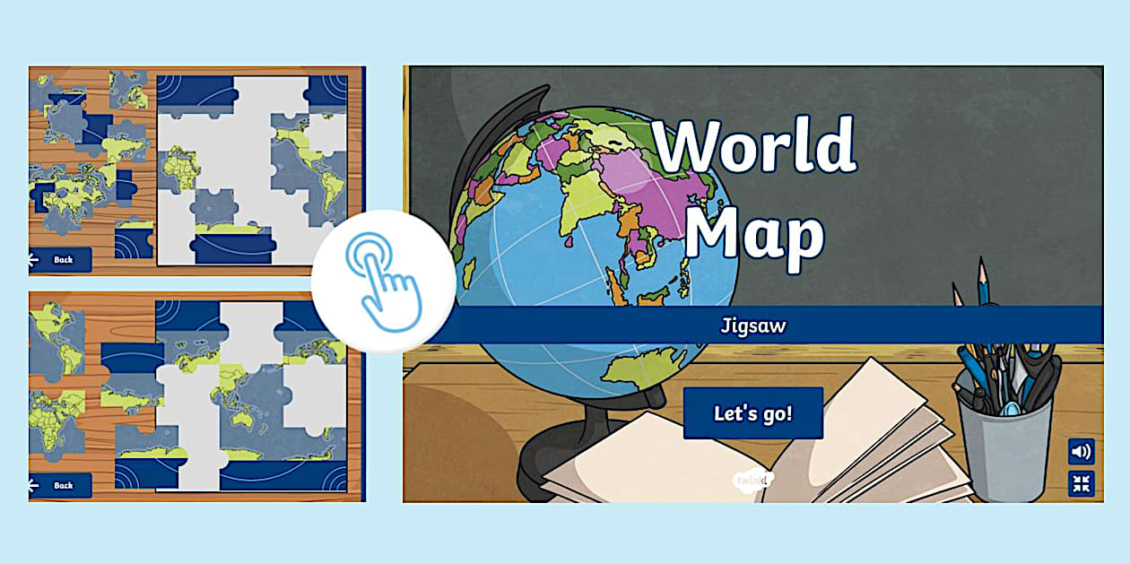 World Map Interactive Jigsaw Game (Teacher-Made) - Twinkl