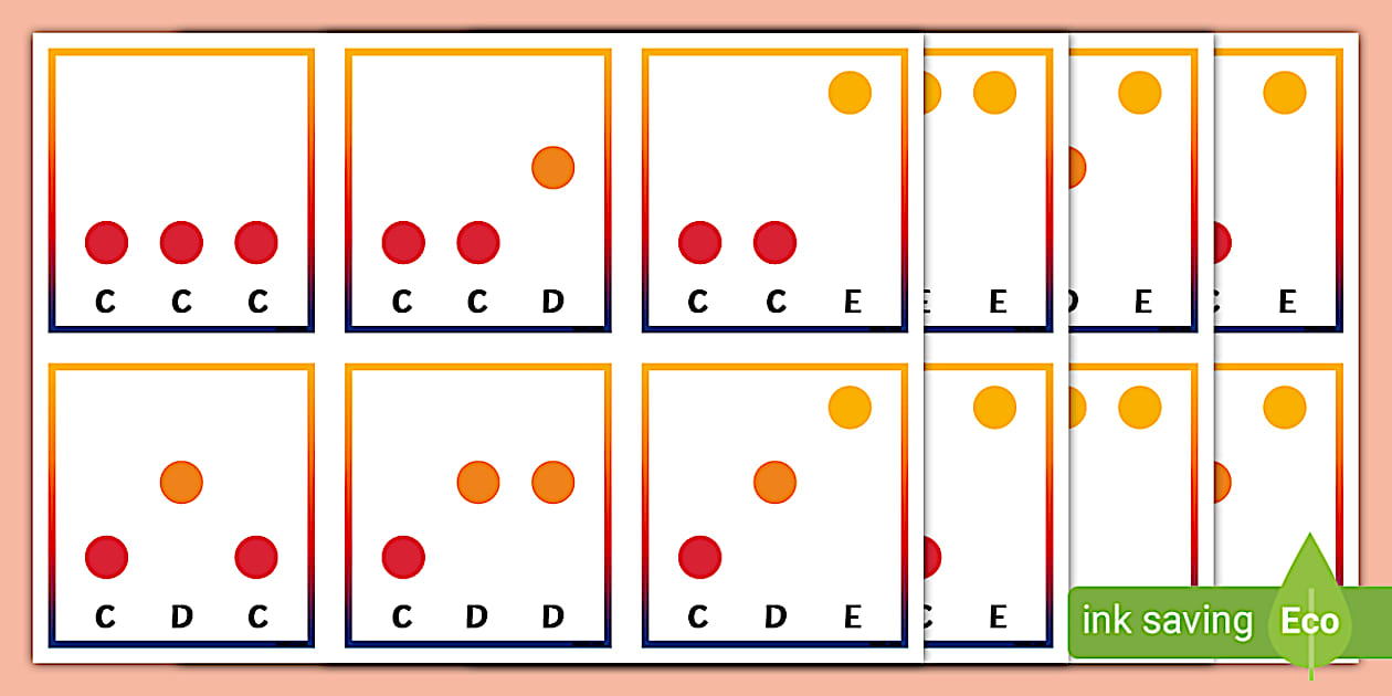 👉 KS2 Dot Notation Music Phrase Cards (C, D and E)