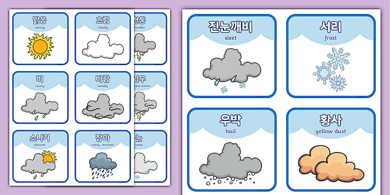 오늘의 날씨 단어 카드 Today's Weather Word Cards