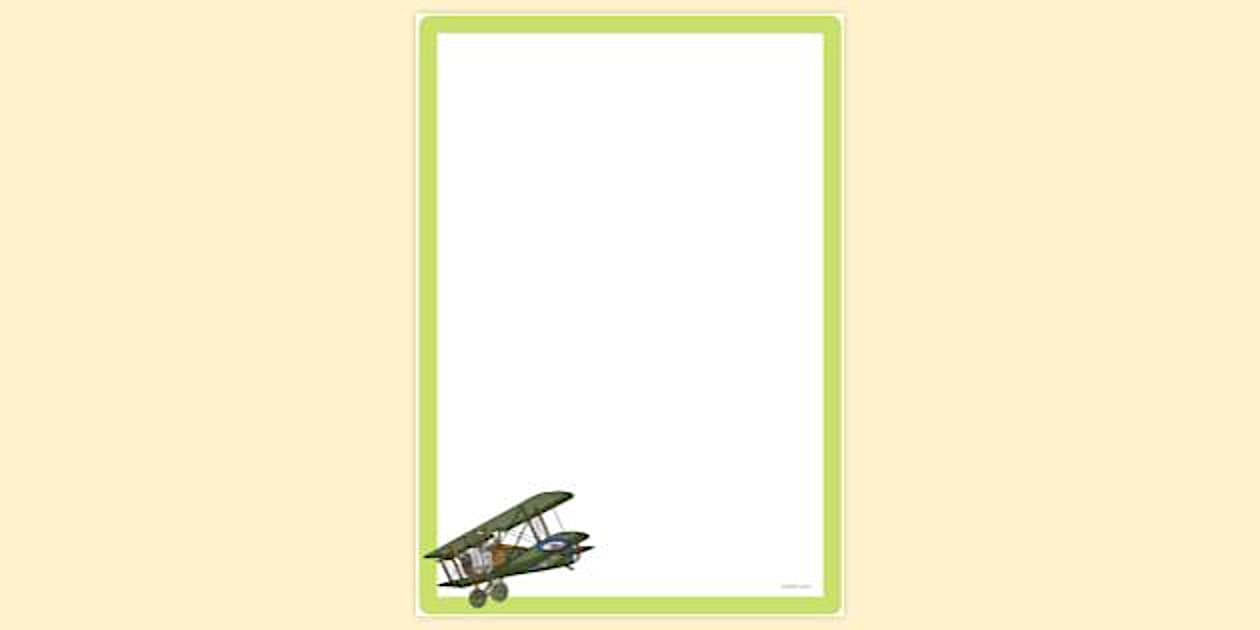 Simple Blank Ww1 Plane Sopwith Camel Page Border | Page Borders | Twinkl
