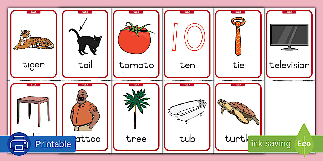 Gr. R Phonics: T Flashcards (teacher made) - Twinkl