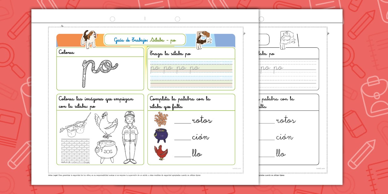 Guía de Trabajo: Sílaba - po (teacher made) - Twinkl
