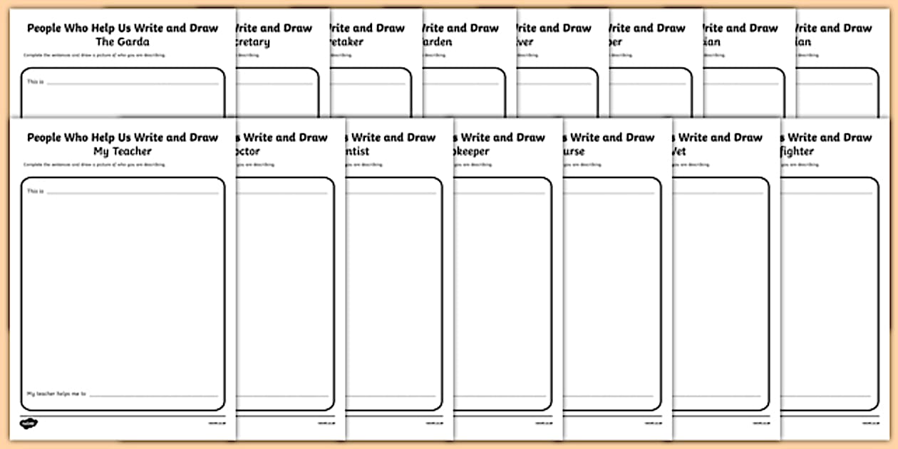 People Who Help Us Write and Draw Worksheet / Worksheets-Irish, worksheet