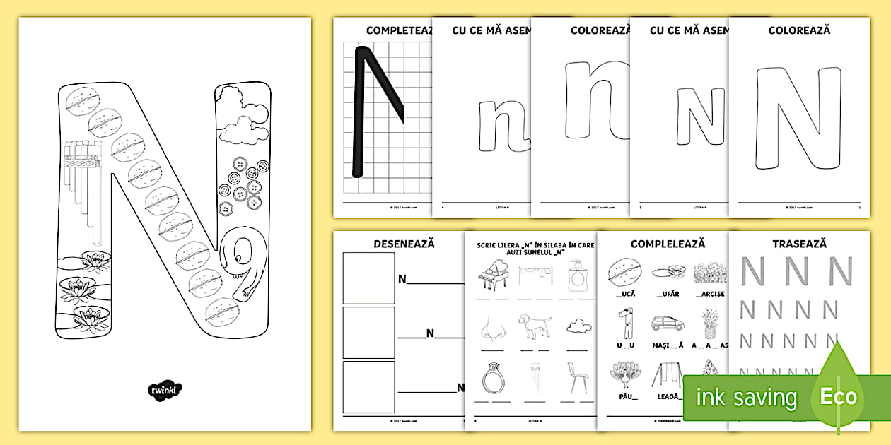 Consolidarea literei N - Broșură cu activități - Twinkl