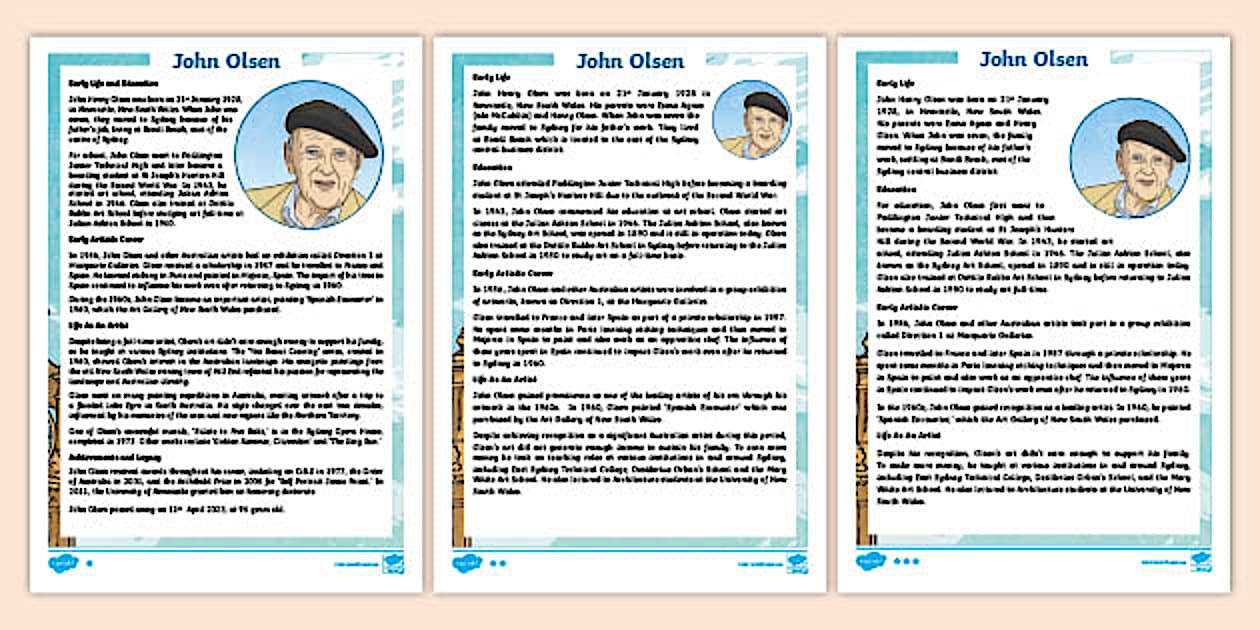 John Olsen Differentiated Reading Comprehension - Twinkl