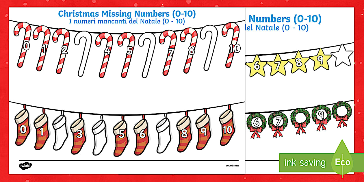 Christmas Missing Numbers 0 - 10 English/Italian - Christmas Missing ...