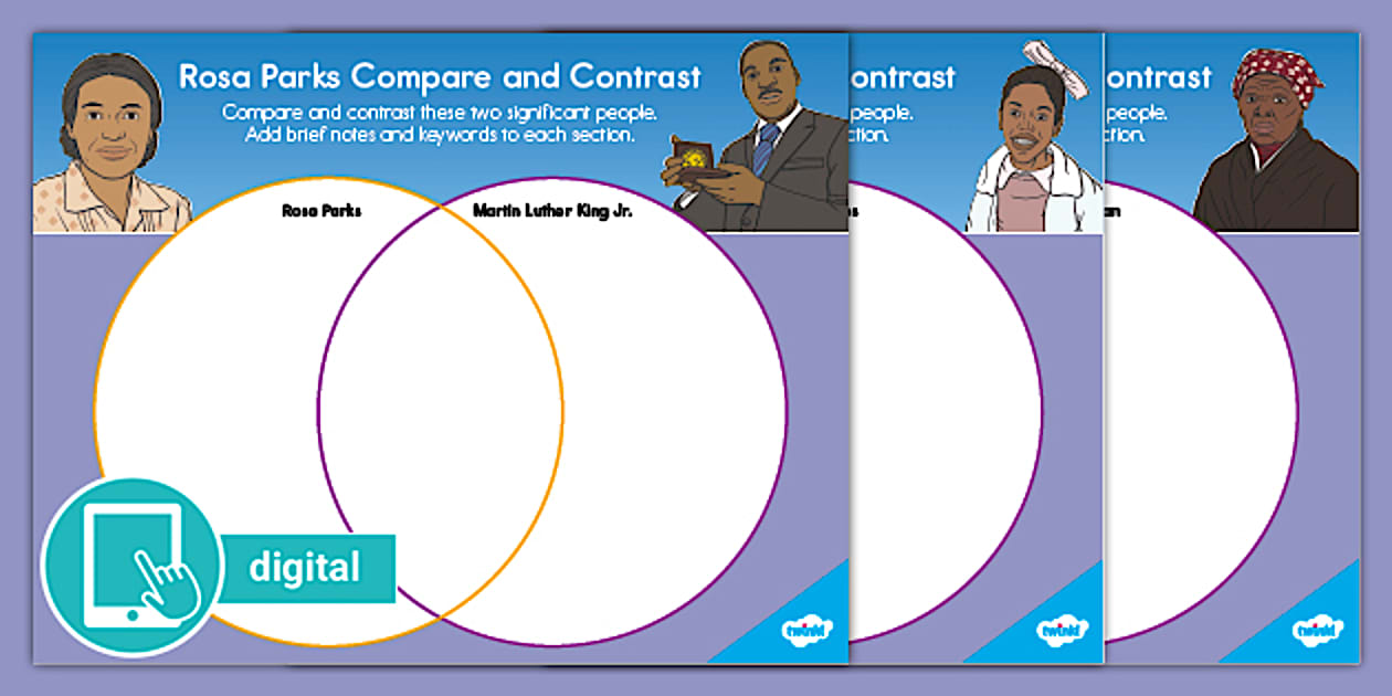 Rosa Parks Compare and Contrast Worksheet | BHM | Twinkl USA