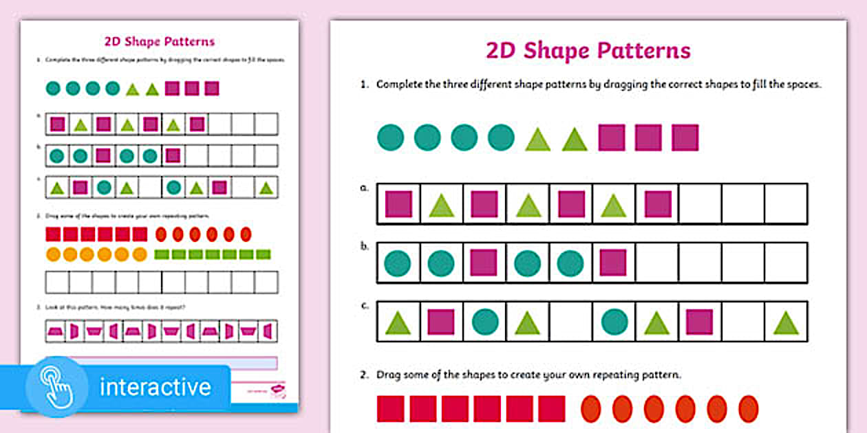 👉 White Rose Maths Supporting Y2: 2D Shape Patterns Worksheet