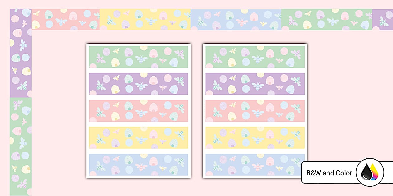 Pastel Bee Border Bulletin Board Printable | Twinkl USA