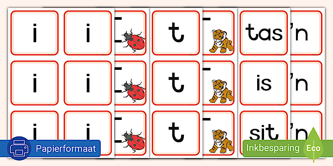 Graad 1 Klanke Dekodeerbare Woordkaarte i, t (Teacher-Made)