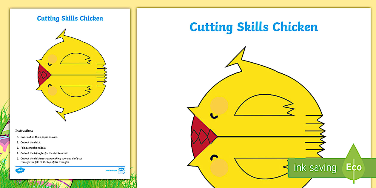 Cutting Skills Chicken (teacher made) - Twinkl