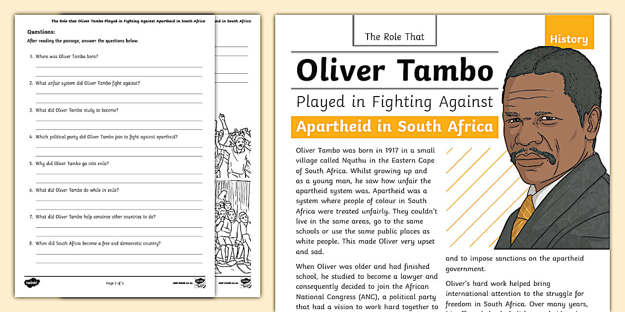 What Role Did Oliver Tambo Play During Apartheid? | Twinkl