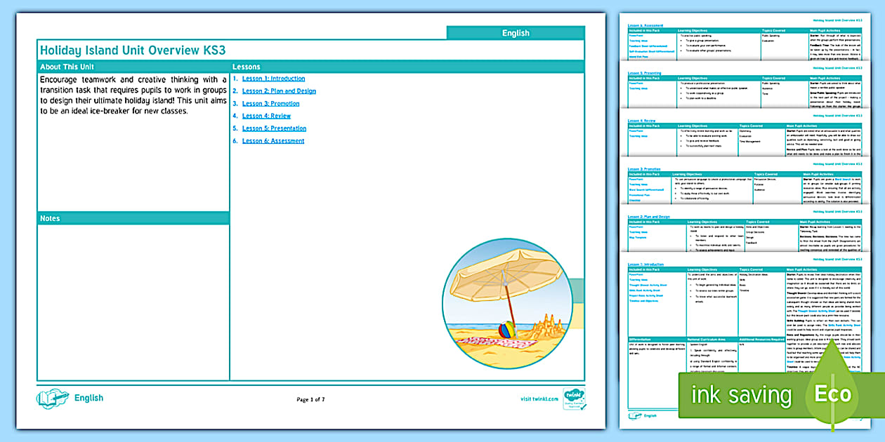 FREE! - Holiday Island Unit Overview (teacher made) - Twinkl